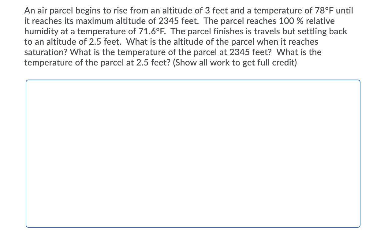 Solved An air parcel begins to rise from an altitude of 3 | Chegg.com