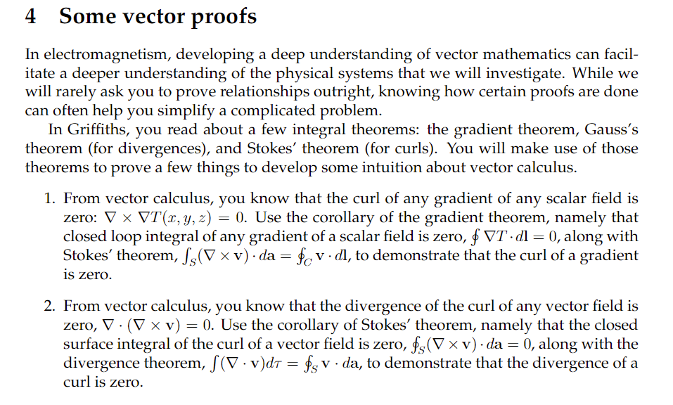 Solved 4 Some vector proofs In electromagnetism, developing | Chegg.com