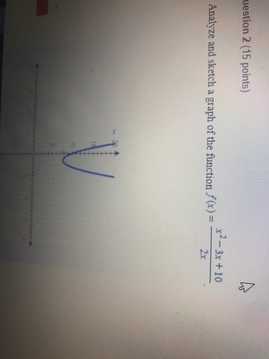 Solved uestion 2 (15 points) x2-3x + 10 Analyze and sketch a | Chegg.com Solved uestion 2 (15 points) x2-3x + 10 Analyze and sketch a | Chegg.com