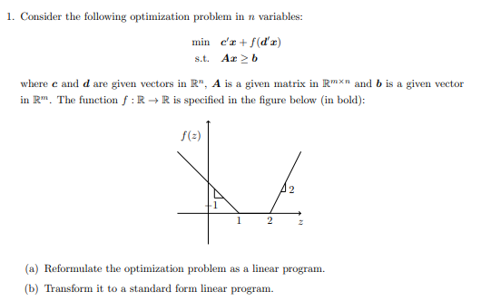 1. Consider the following optimization problem in n | Chegg.com