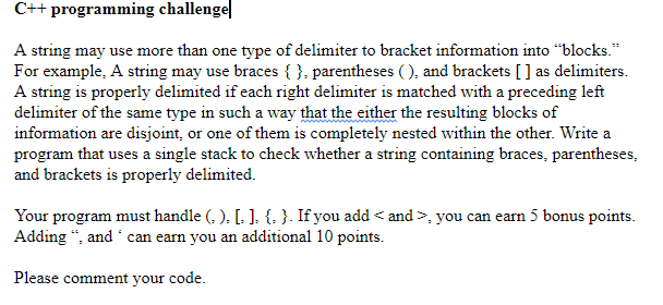 Solved C++ programming challenge A string may use more than | Chegg.com
