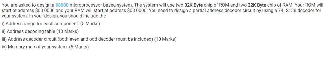 You are asked to design a 68000 microprocessor based | Chegg.com