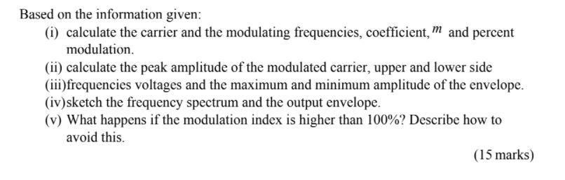 Solved 2. An AM modulated wave with the output wave changes | Chegg.com