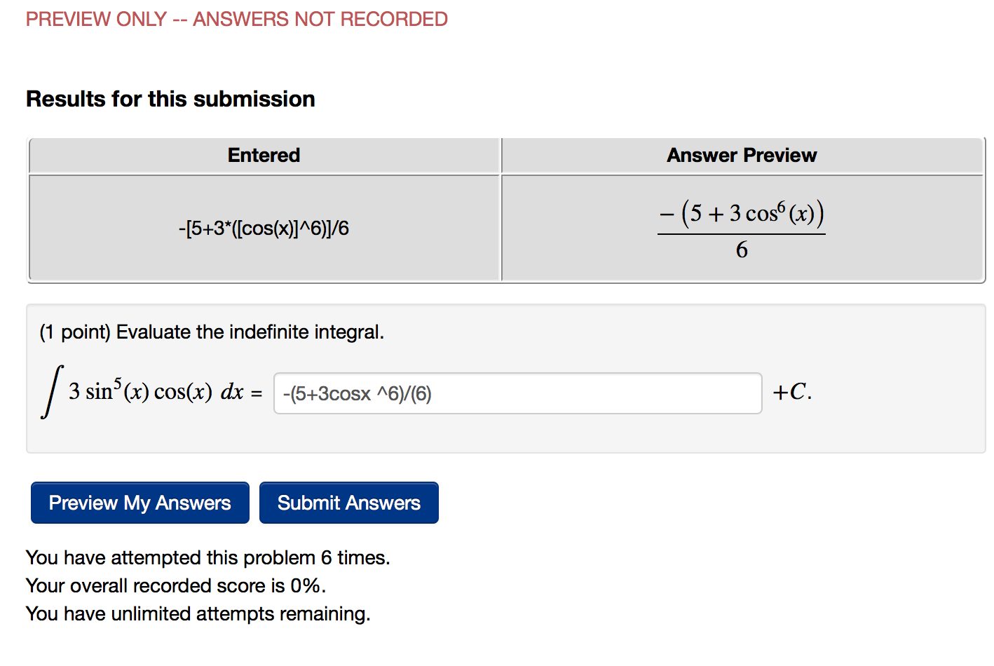 Solved PREVIEW ONLY -- ANSWERS NOT RECORDED Results for this | Chegg.com
