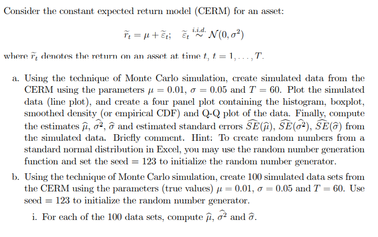 Consider the constant expected return model (CERM) | Chegg.com