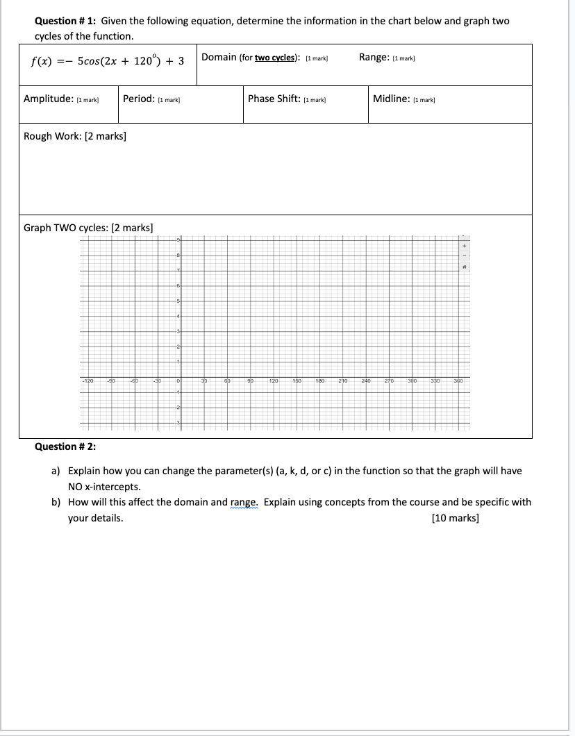 Solved Question \# 1: Given the following equation, | Chegg.com