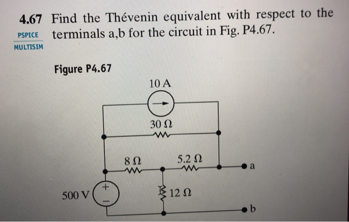 Solved 4. 67 Find the Thévenin equivalent with respect to | Chegg.com
