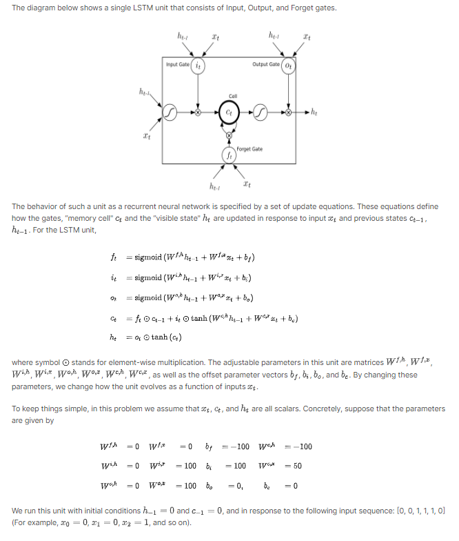 The behavior of such a unit as a recurrent neural | Chegg.com