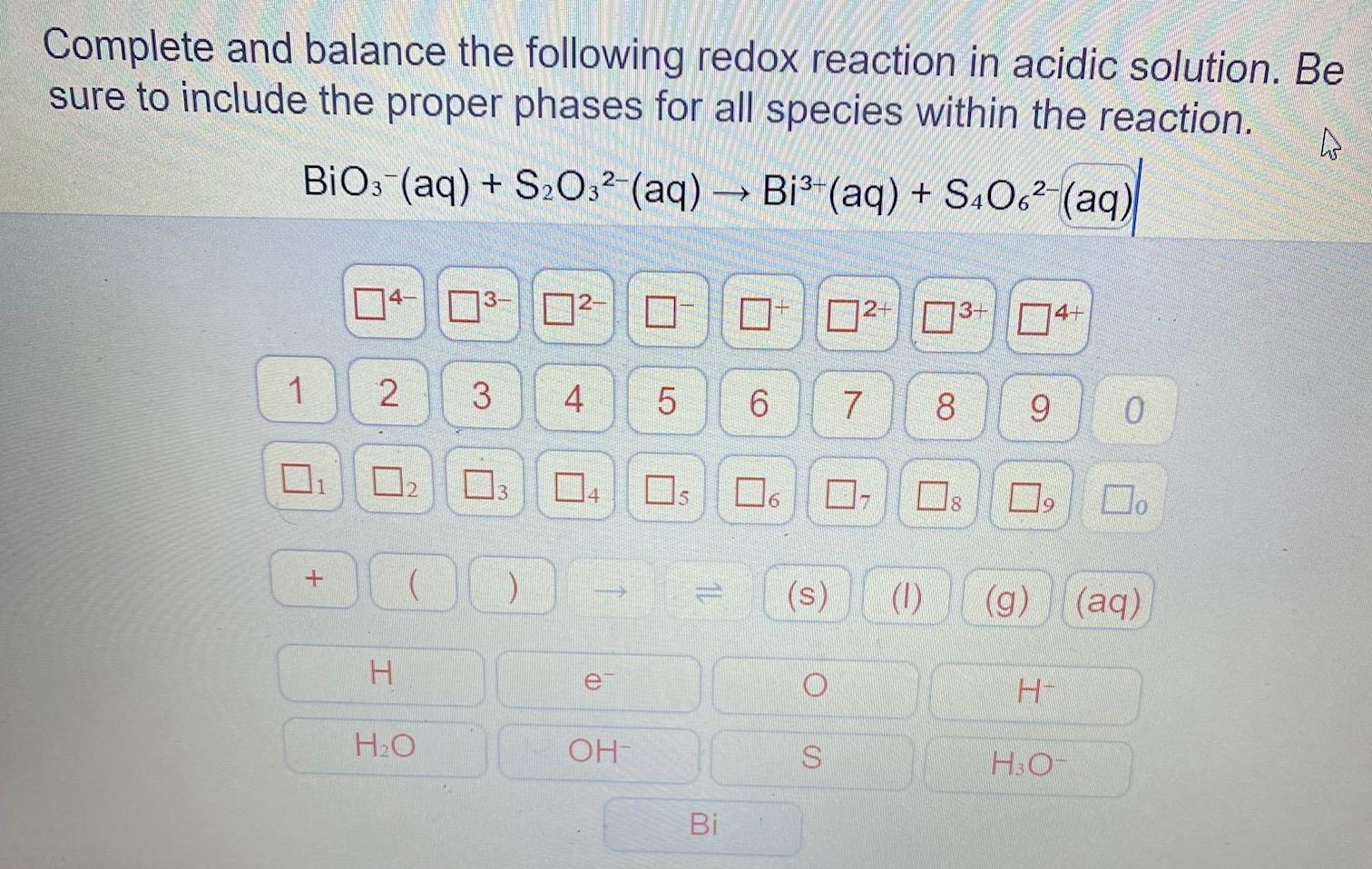 Solved Complete And Balance The Following Redox Reaction In