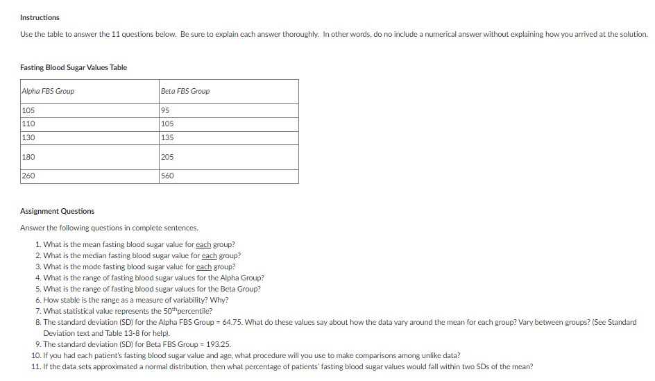 Solved InstructionsUse the table to answer the 11 ﻿questions | Chegg.com