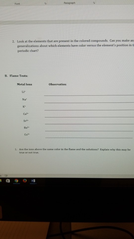 Solved Styles ors: 1. List the colored cations and their | Chegg.com