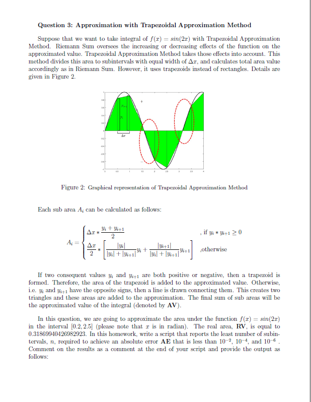 Question 3: Approximation with Trapezoidal | Chegg.com