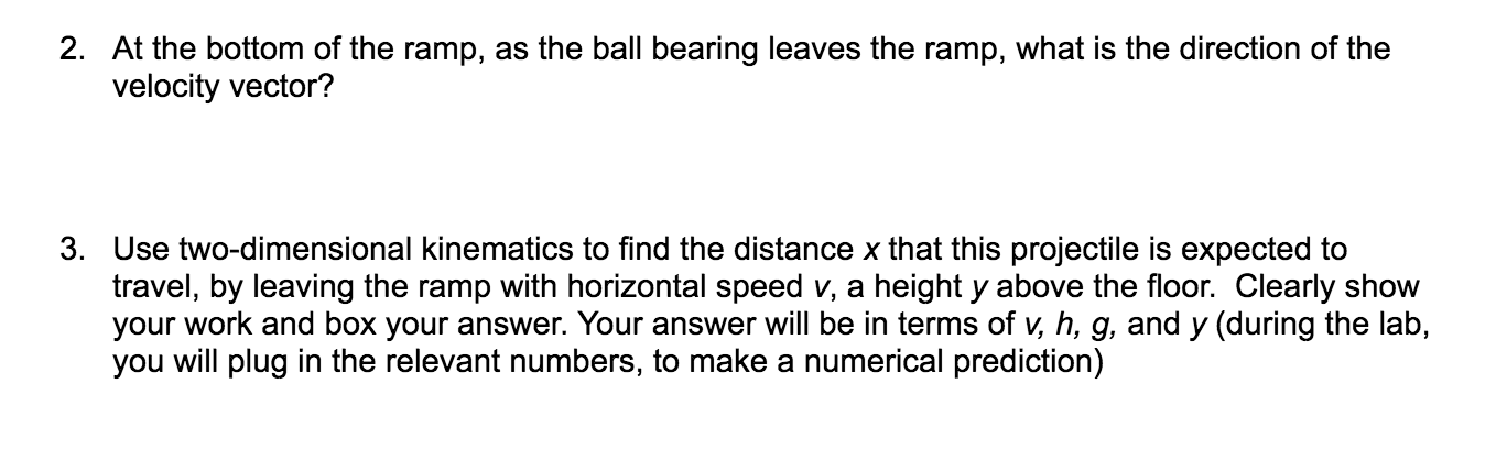 Solved The Set-Up ramp v у landing point bench х You will | Chegg.com
