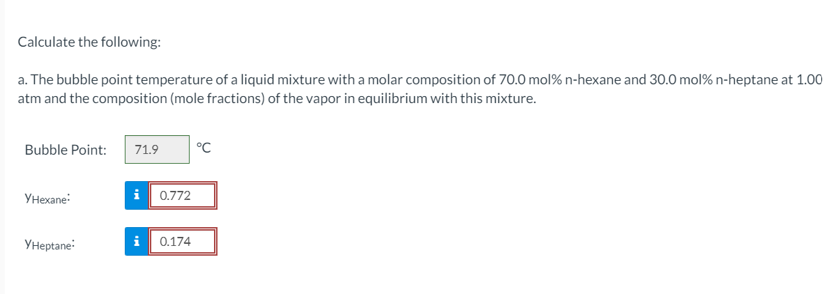 Solved Calculate the following: a. The bubble point | Chegg.com