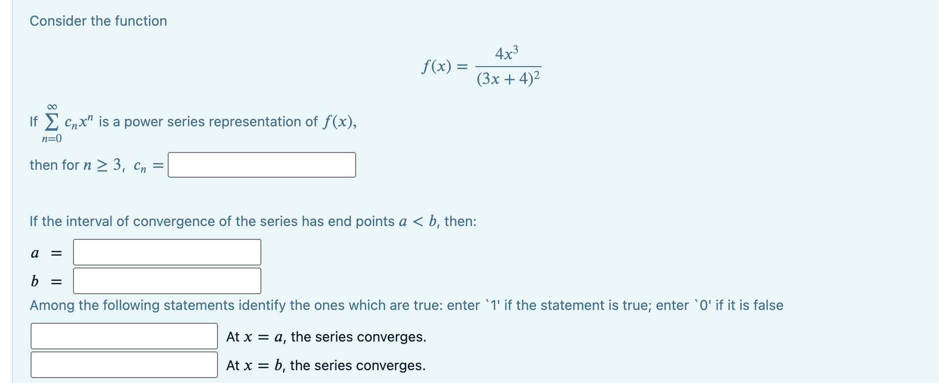 Solved Consider the function 4x3 f(x) = (3x + 4)2 00 If E | Chegg.com