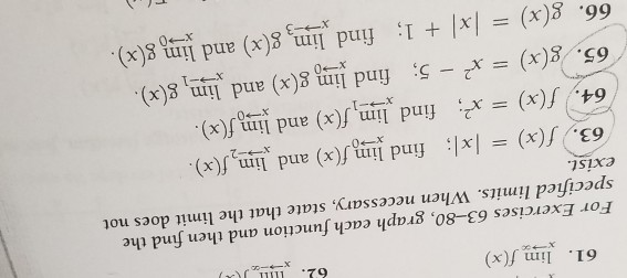 Solved 61. lim fx) 62. For Exercises 63-80, graph each | Chegg.com