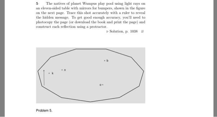 Solved 5 The natives of planet Wumpus play pool using light | Chegg.com