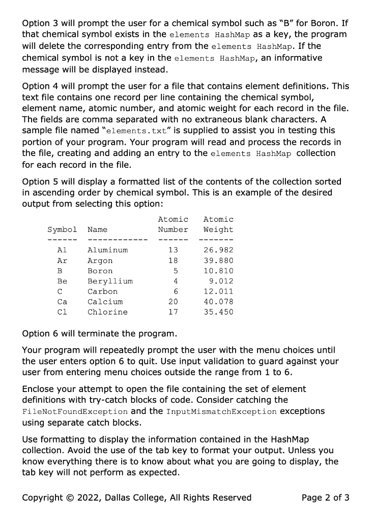 Solved Project Three, HashMap Menu Program Define a class | Chegg.com