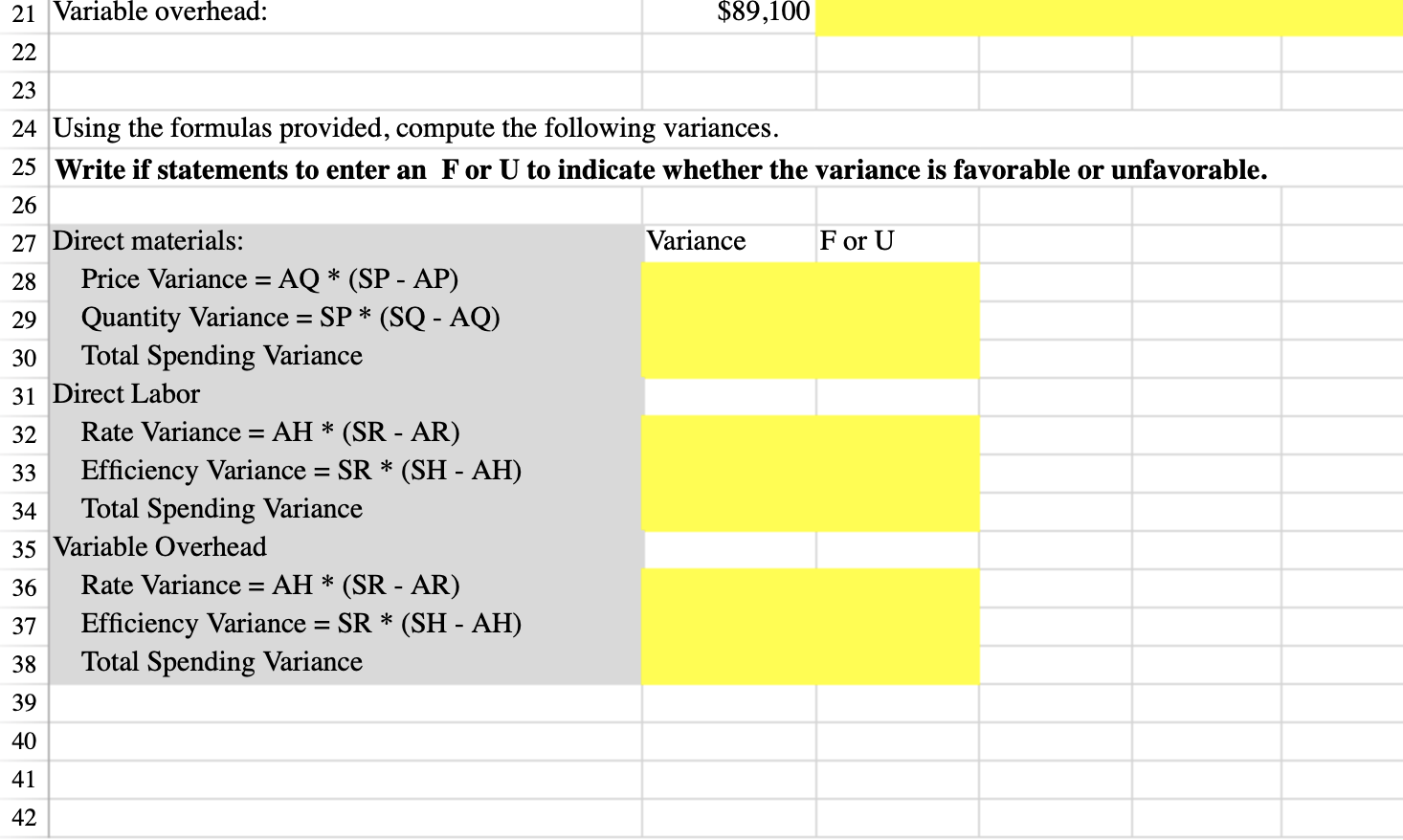 Solved Basic variance analysis for direct materials, direct | Chegg.com