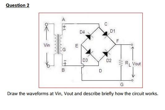 Solved Question 2 Draw the waveforms at Vin, Vout and | Chegg.com