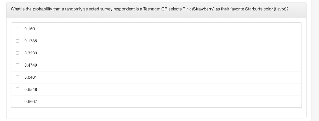 Solved Question 1 Background: Favorite Starburst | Chegg.com