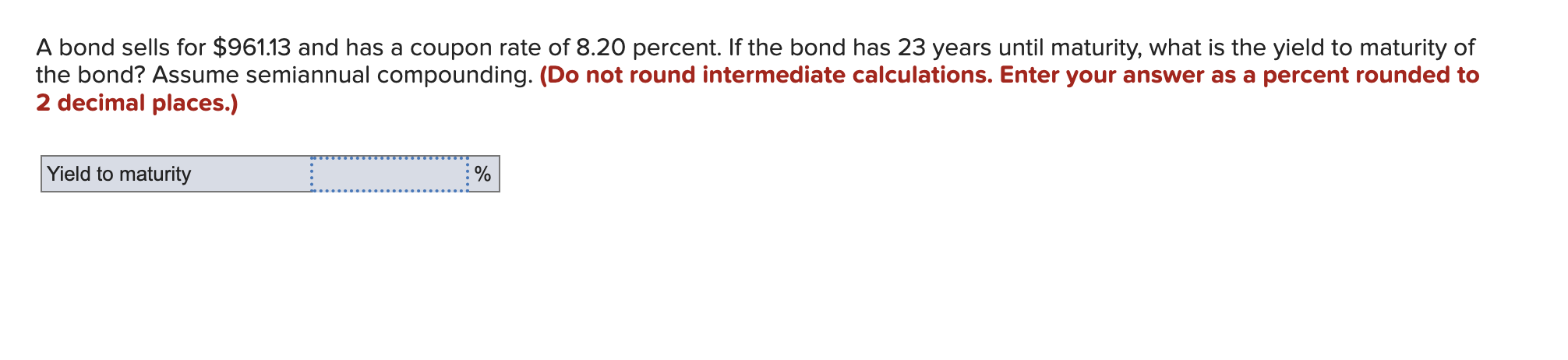Solved A bond sells for $961.13 and has a coupon rate of | Chegg.com