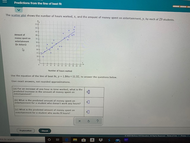 Solved Predictions from the line of best fit The scatter | Chegg.com