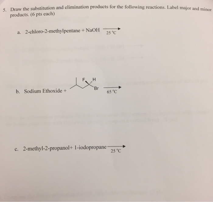 Solved Draw the substitution and elimination products for | Chegg.com