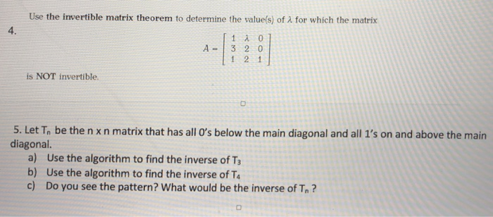 Solved Use the invertible matrix theorem to determine the | Chegg.com