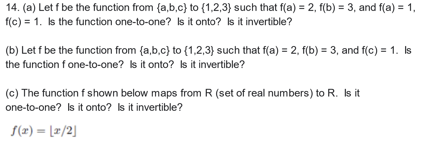 Solved 14 A Let F Be The Function From {a B C} To {1 2 3}