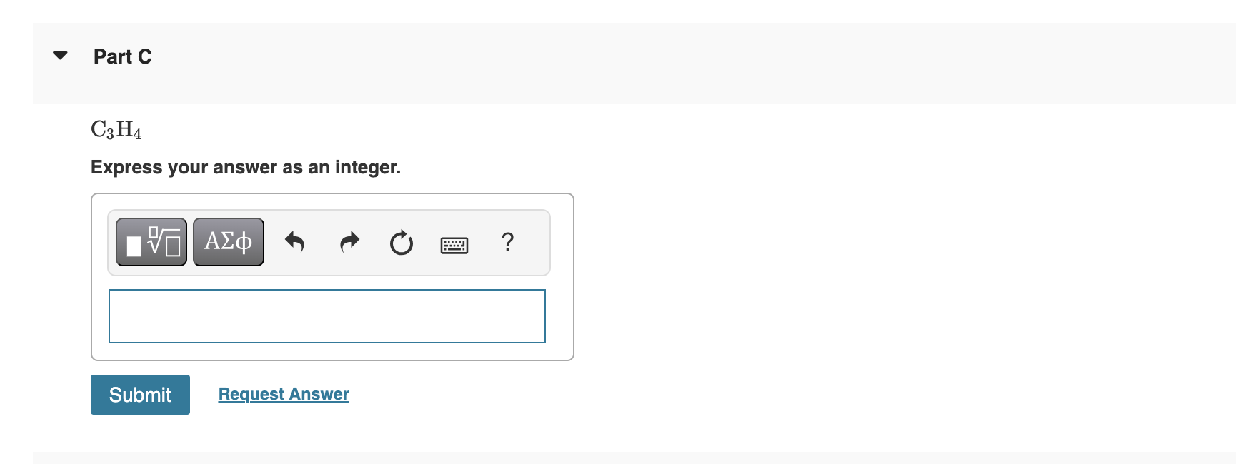 Solved Part CC_(3)H_(4)Express your answer as an integer. | Chegg.com