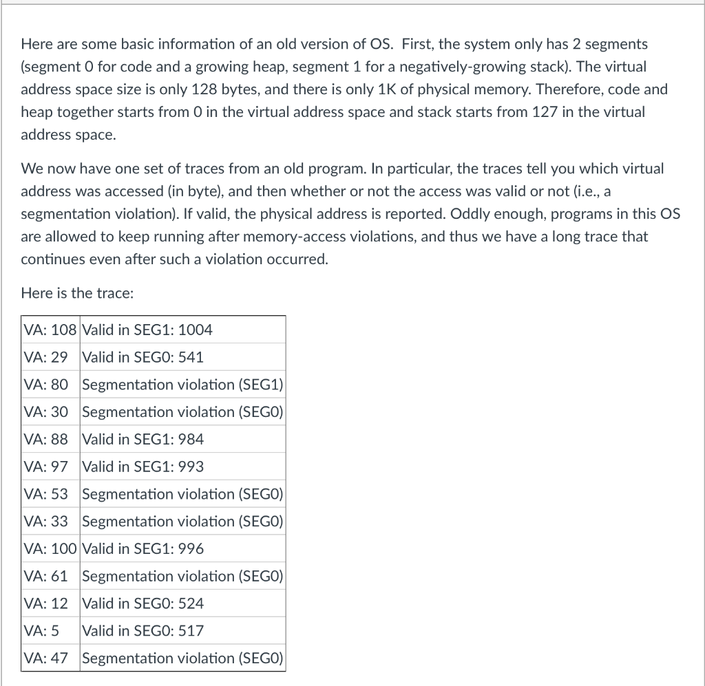 Solved Here are some basic information of an old version of | Chegg.com