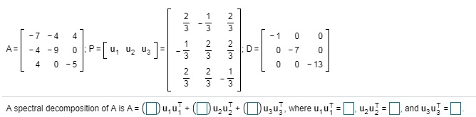 Solved Use the matrices P and D to construct a spectral | Chegg.com