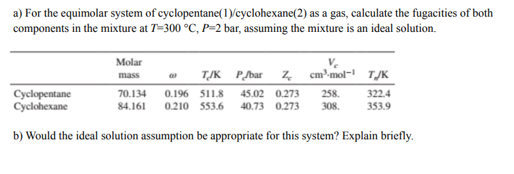 Solved a) For the equimolar system of | Chegg.com