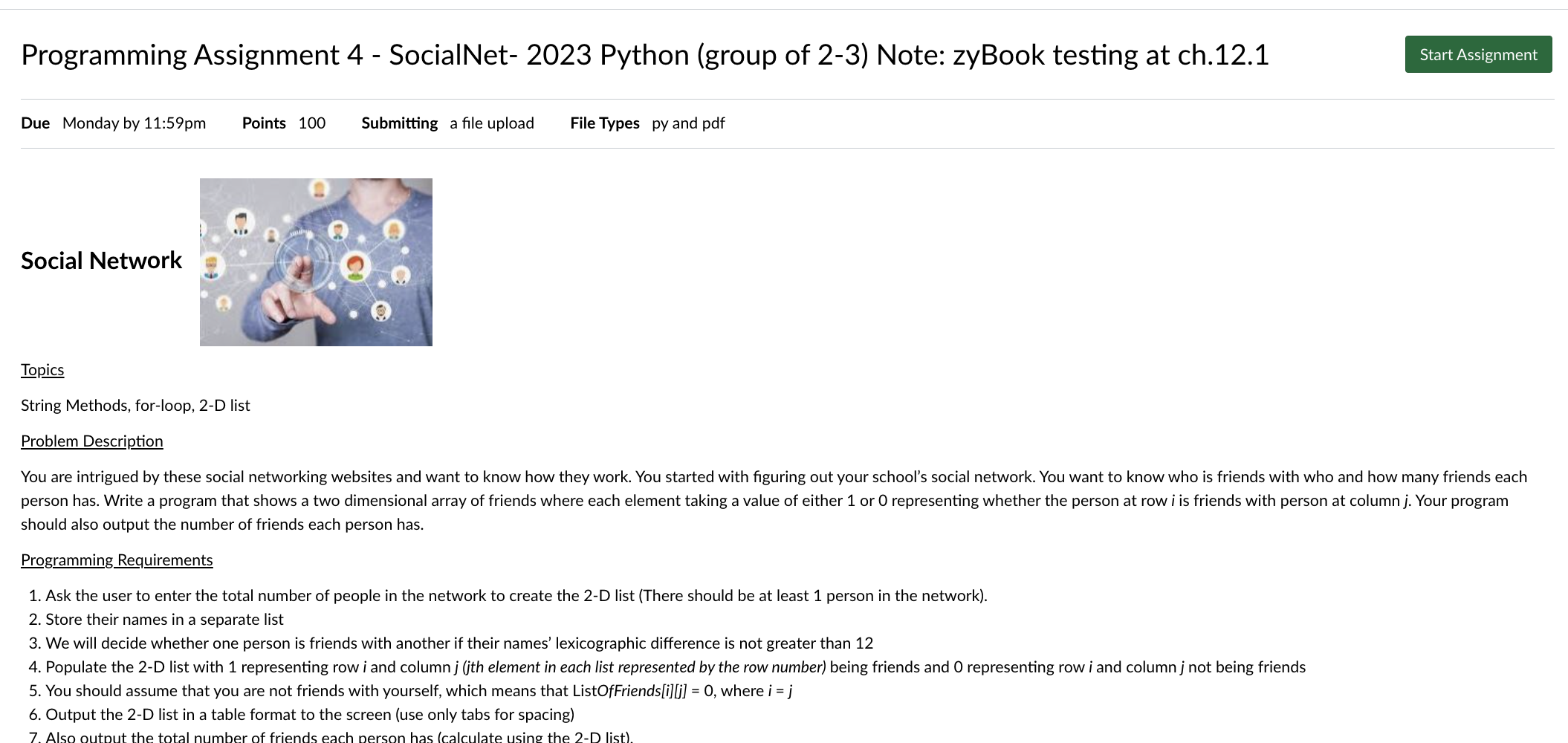 Solved Programming Assignment 4 - SocialNet- 2023 Python | Chegg.com