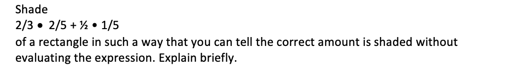 Solved Shade 2/3 • 2/5 + % • 1/5 of a rectangle in such a | Chegg.com