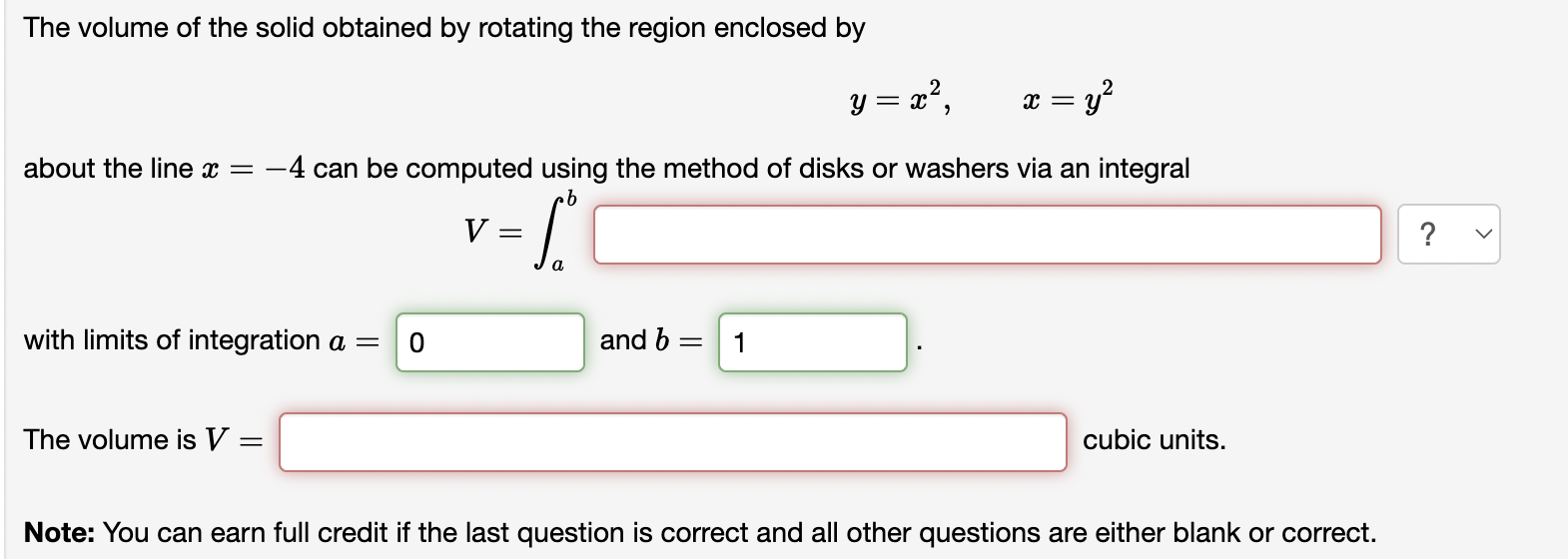 Solved The volume of the solid obtained by rotating the | Chegg.com