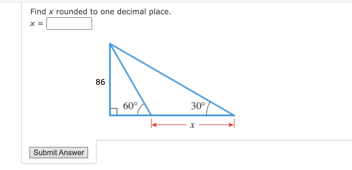 Solved Find x rounded to one decimal place. | Chegg.com