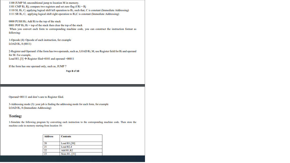 Solved Part 2: Add More Instructions and More Addressing | Chegg.com