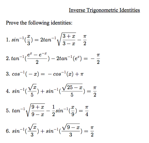 Solved Prove the following inverse trigonometric identities: | Chegg.com