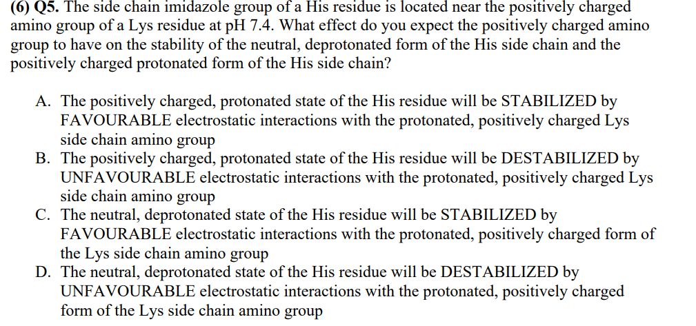 Solved (6) Q5. The side chain imidazole group of a His | Chegg.com