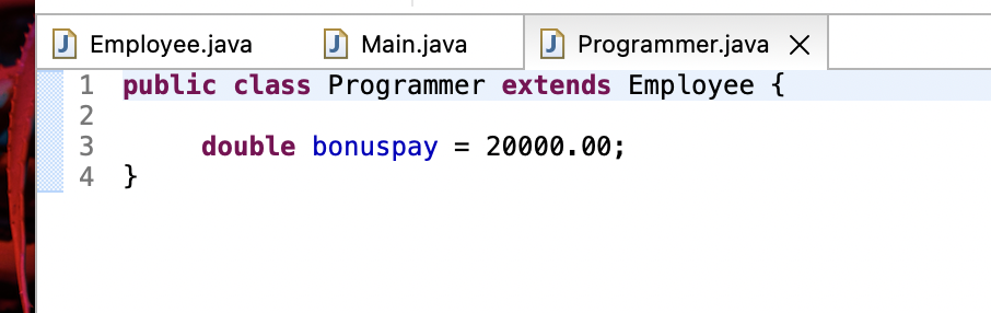 Solved 134567 public class Employee { put } double salary | Chegg.com
