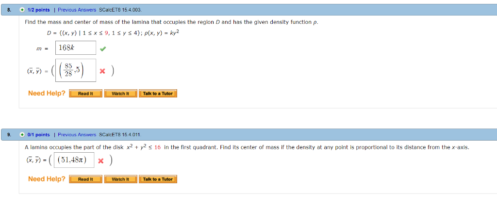 Solved 8. 1/2 points | Previous Answers SCalcET8 15.4.003. | Chegg.com
