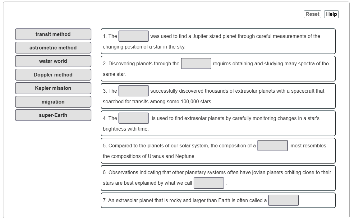 Solved ResetHelp\table[[transit method],[astrometric | Chegg.com