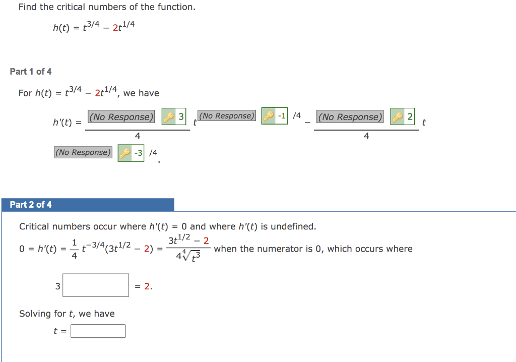 Solved Find the critical numbers of the function. h(t) = | Chegg.com