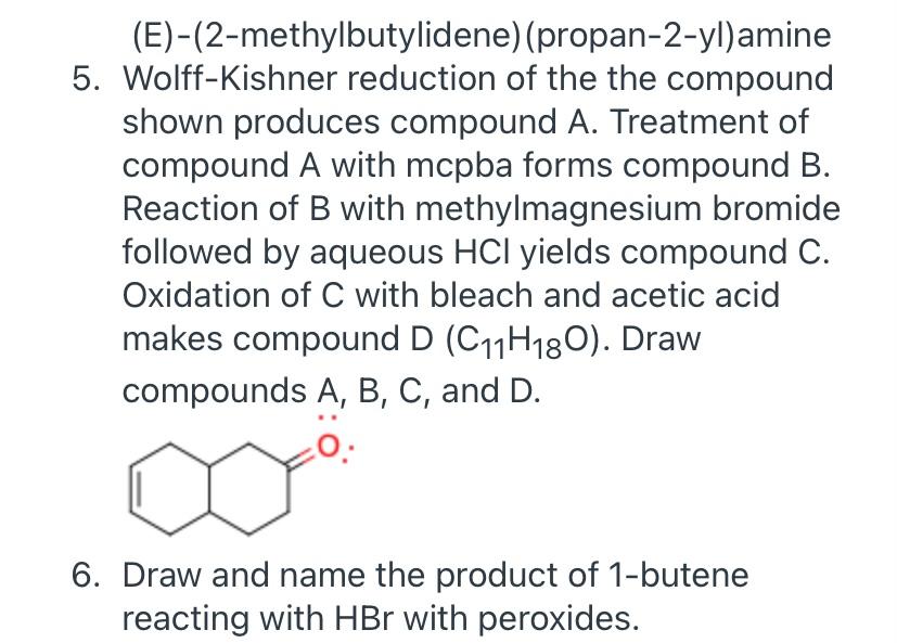 Solved (E)-(2-methylbutylidene) (propan-2-yl)amine 5. | Chegg.com
