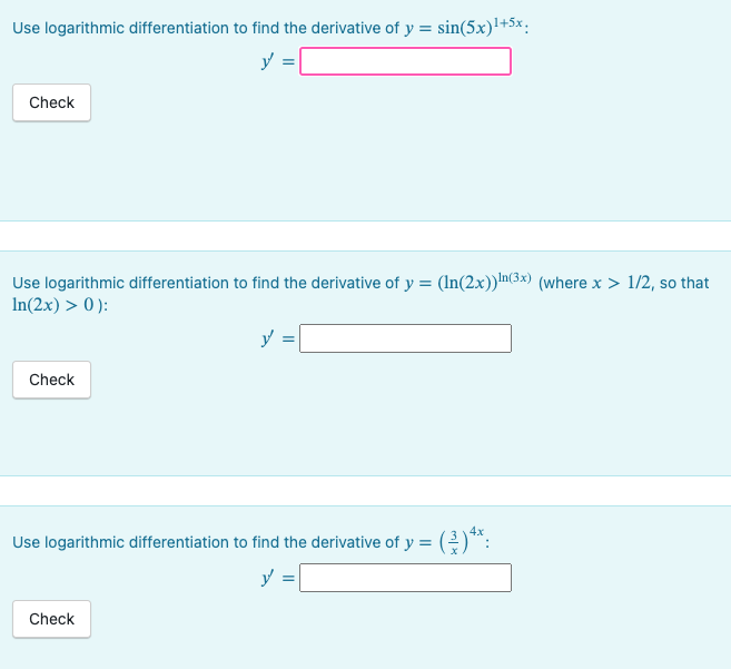Solved Use logarithmic differentiation to find the | Chegg.com
