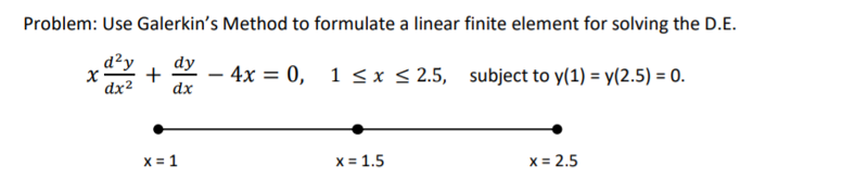 Solved Problem: Use Galerkin's Method to formulate a linear | Chegg.com