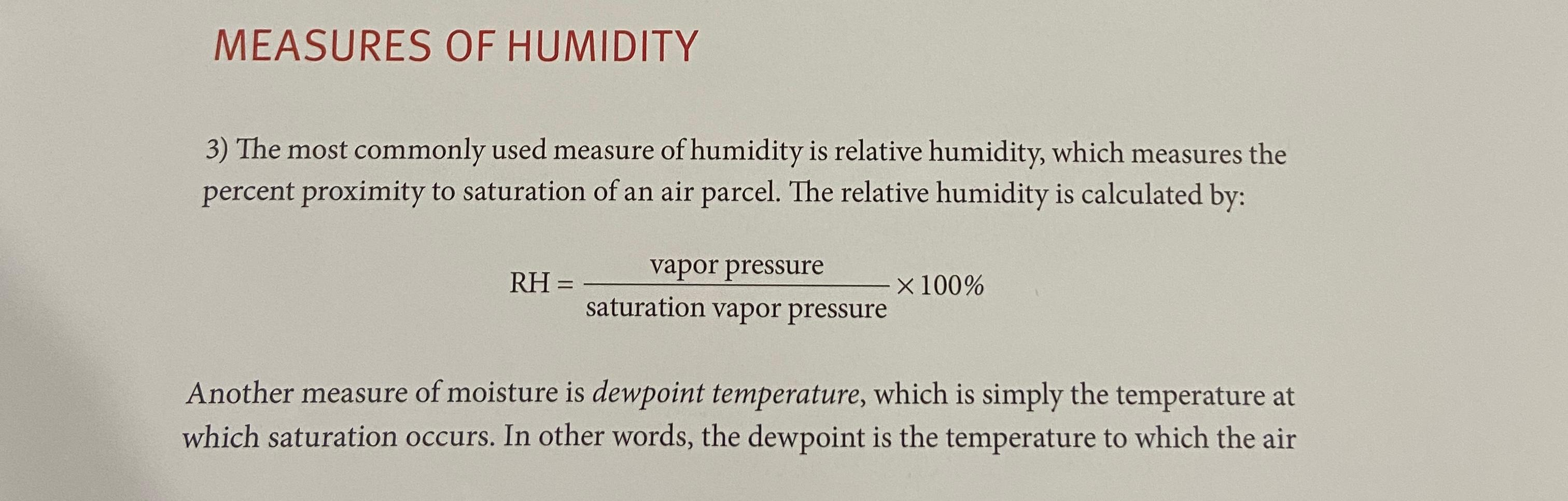 Solved Lab Seven Relative Humidity Use the following table | Chegg.com