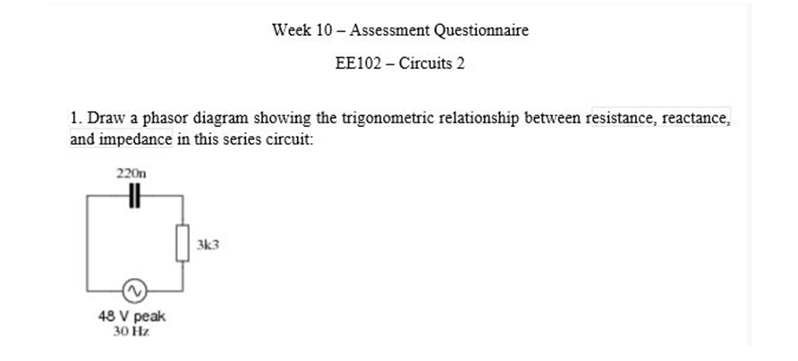 Solved Week 10 - Assessment Questionnaire EE102 - Circuits 2 | Chegg.com